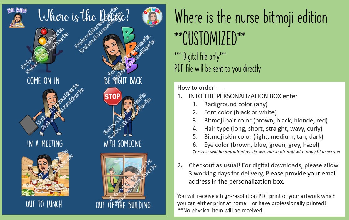 Where is the Nurse Bitmoji Edition Personalized PDF - Etsy