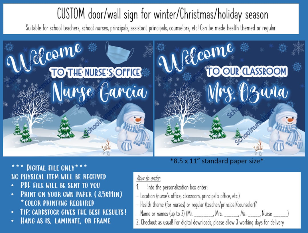 Custom Wall/door Sign for Winter/christmas/holiday/snow Season PDF* for ...