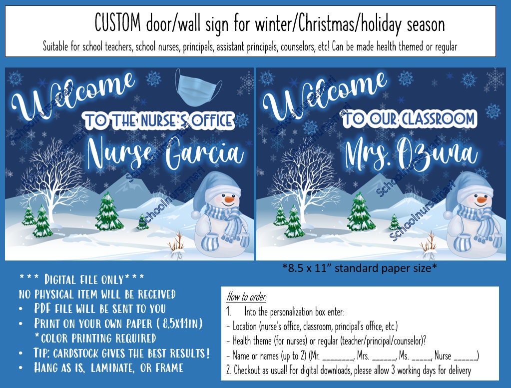 Custom Wall/door Sign for Winter/christmas/holiday/snow Season PDF* for ...