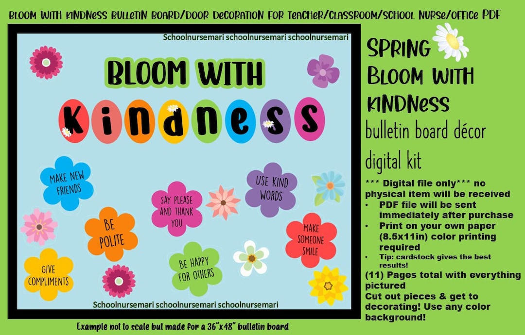 Spring Bloom With Kindness Bulletin Board/door Decor Kit for Nurses ...