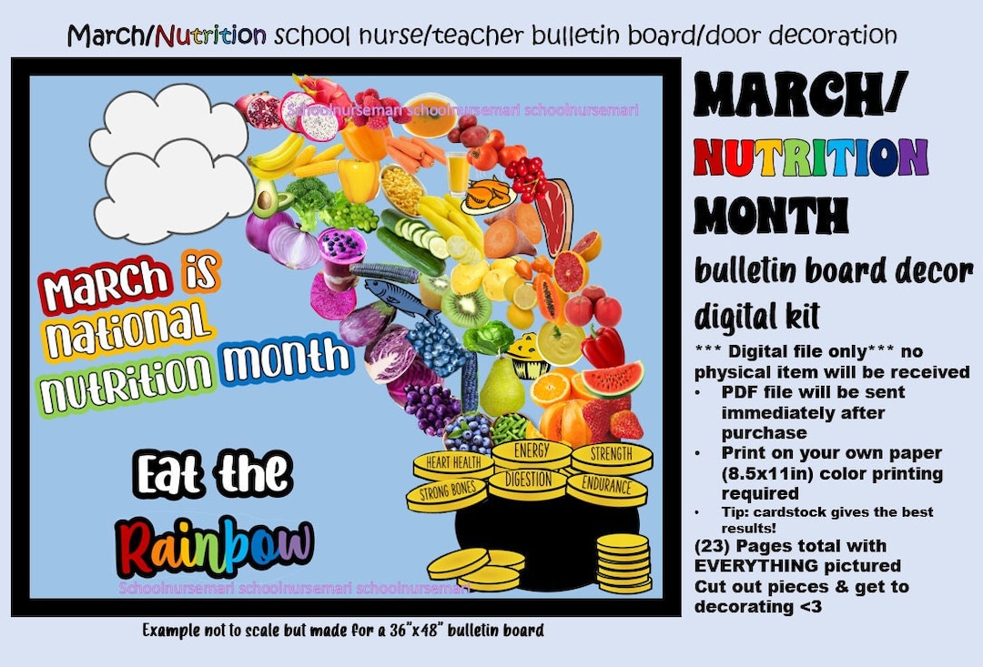 March/nutrition Month Bulletin Board/door Decor Kit for Nurses' Office ...