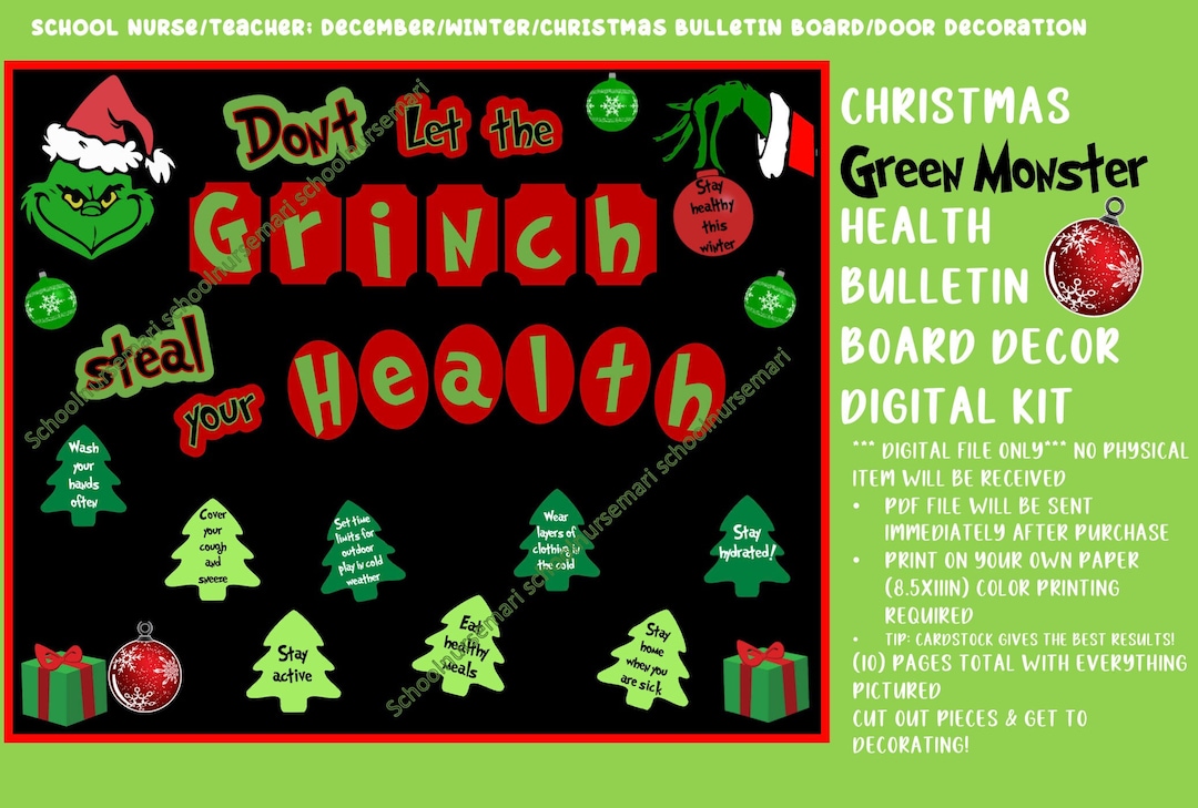 Christmas/december/winter Health Bulletin Board/door Decor Kit for ...