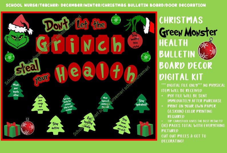 Christmas/december/winter Health Bulletin Board/door Decor Kit for ...