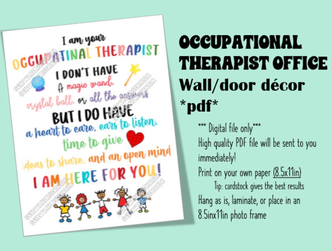 Occupational Therapist Office Wall or Door Decor Instant Download PDF ...