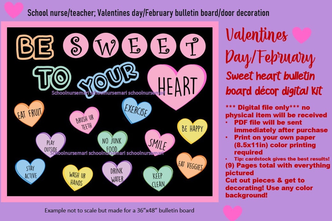 Valentine's Day/sweetheart Health Bulletin Board/door Decor Kit for ...