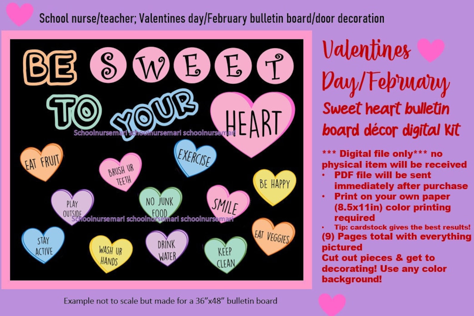 Valentine's Day/sweetheart Health Bulletin Board/door Decor Kit for ...