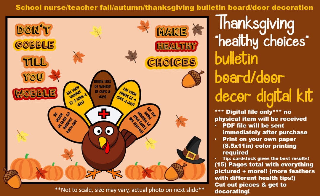 Thanksgiving Health Bulletin Board/door Decor Kit for Nurses' Office ...