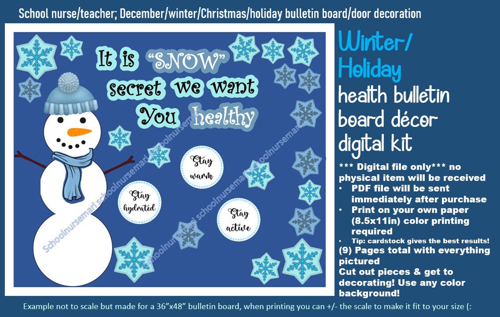 Winter/snowman Health Bulletin Board/door Decor Kit for Nurses' Office ...