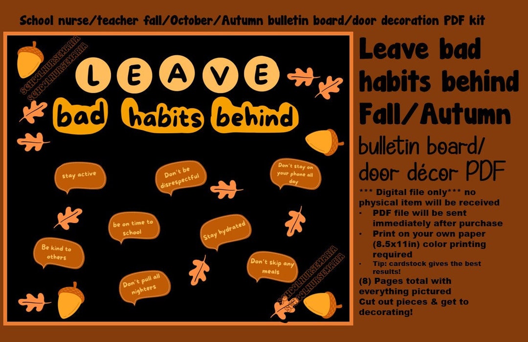 Fall/autumn/leave Bad Habits Behind Bulletin Board/door Decor Kit for ...