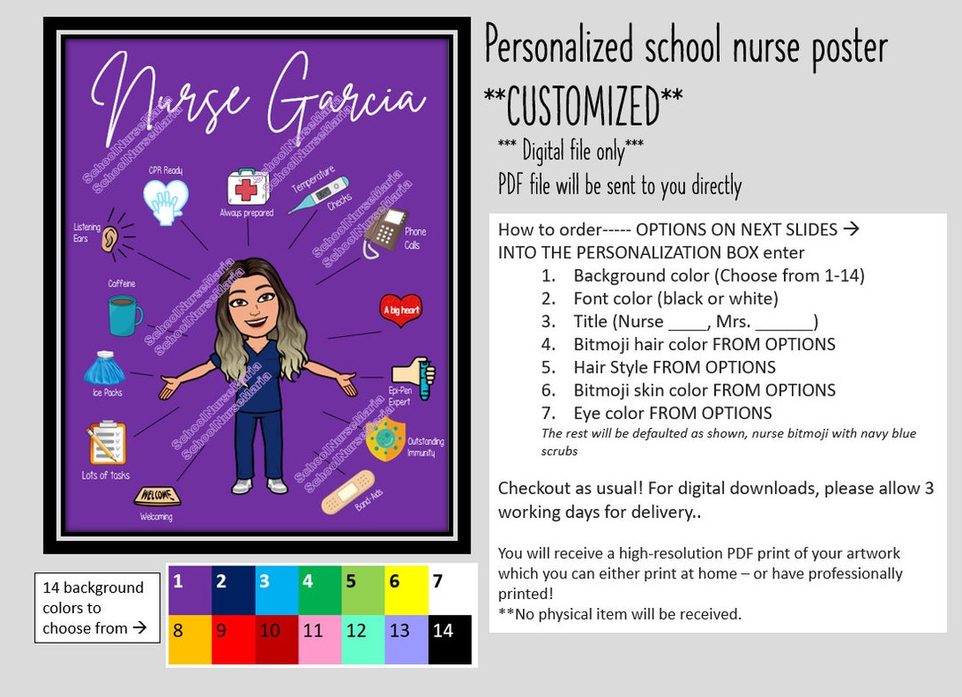 School Nurse Sign Bitmoji Edition Personalized PDF for - Etsy