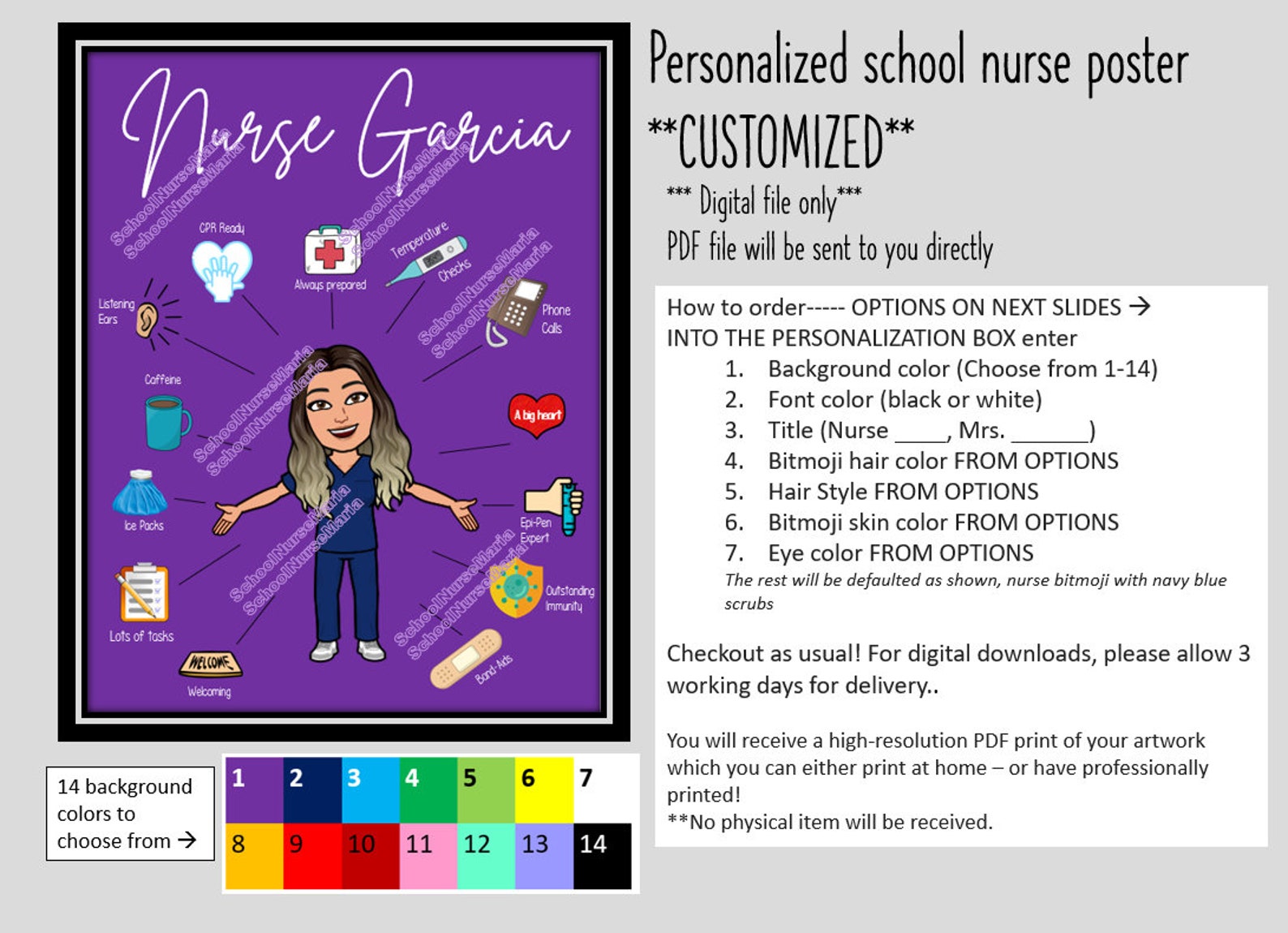 School Nurse Sign Bitmoji Edition Personalized PDF for - Etsy