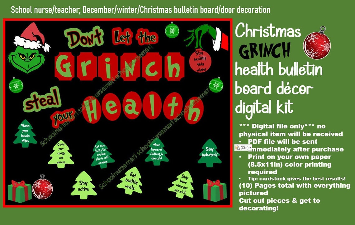 Christmas/december/winter Health Bulletin Board/door Decor Kit - Etsy