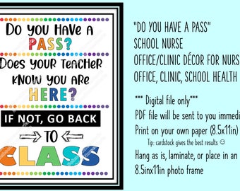School Nurse Pass - Etsy