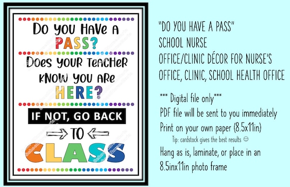 Do You Have A Pass Clinic Sign For School Nurse School Etsy