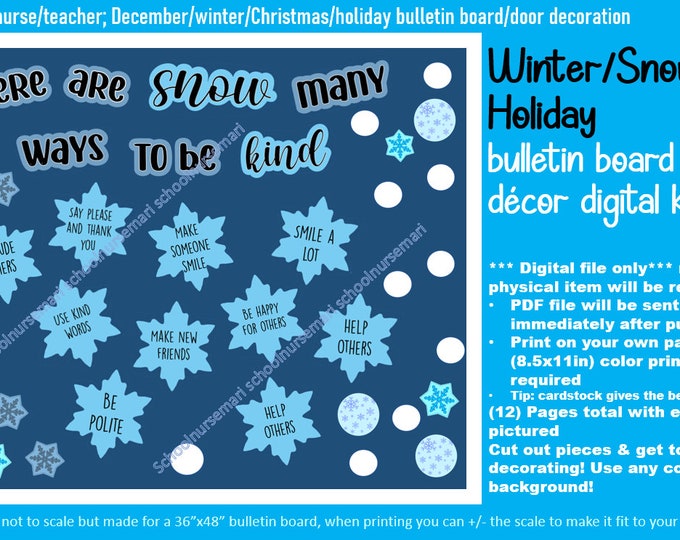 Christmas/december/winter Health Bulletin Board/door Decor Kit for ...