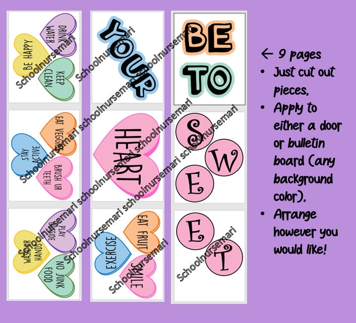 Valentine's Day/sweetheart Health Bulletin Board/door Decor Kit for ...