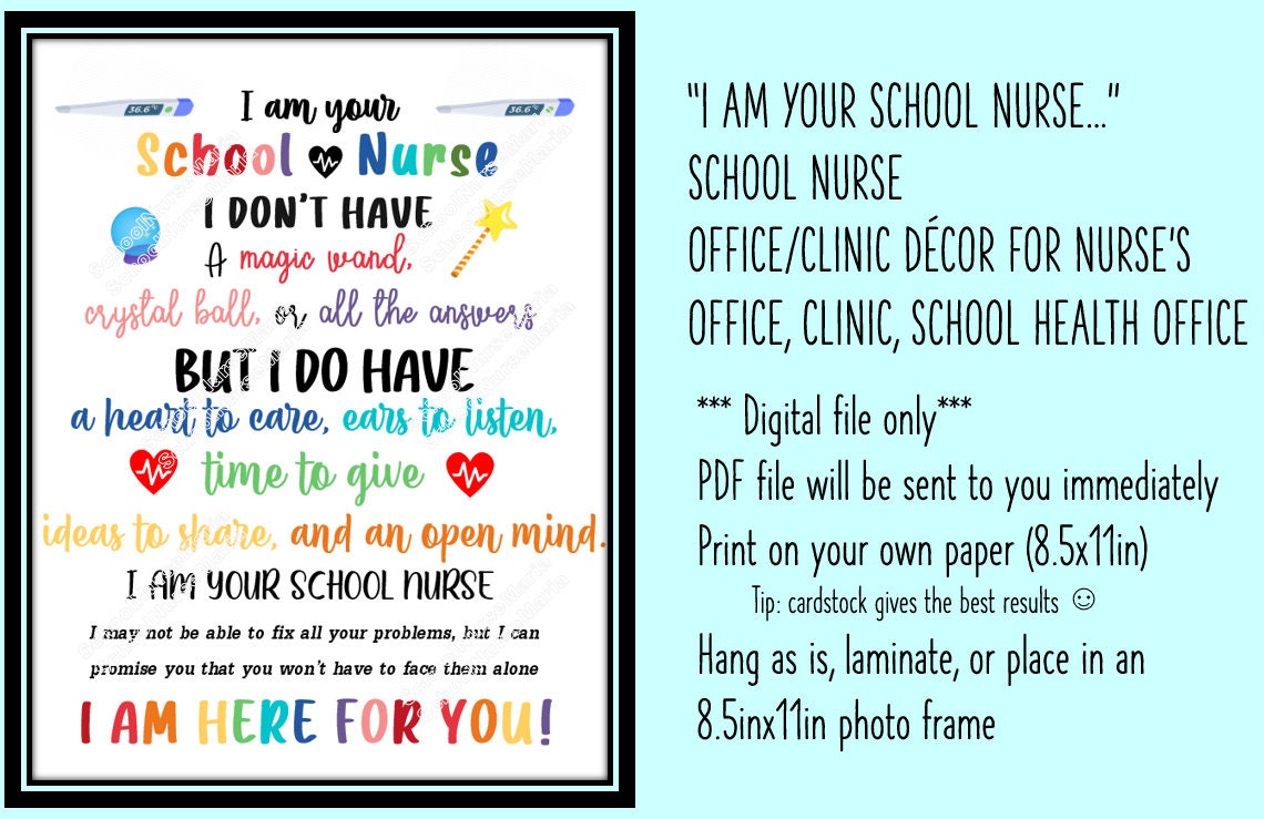 I Am Your School Nurse.... Clinic Sign for School Nurse - Etsy