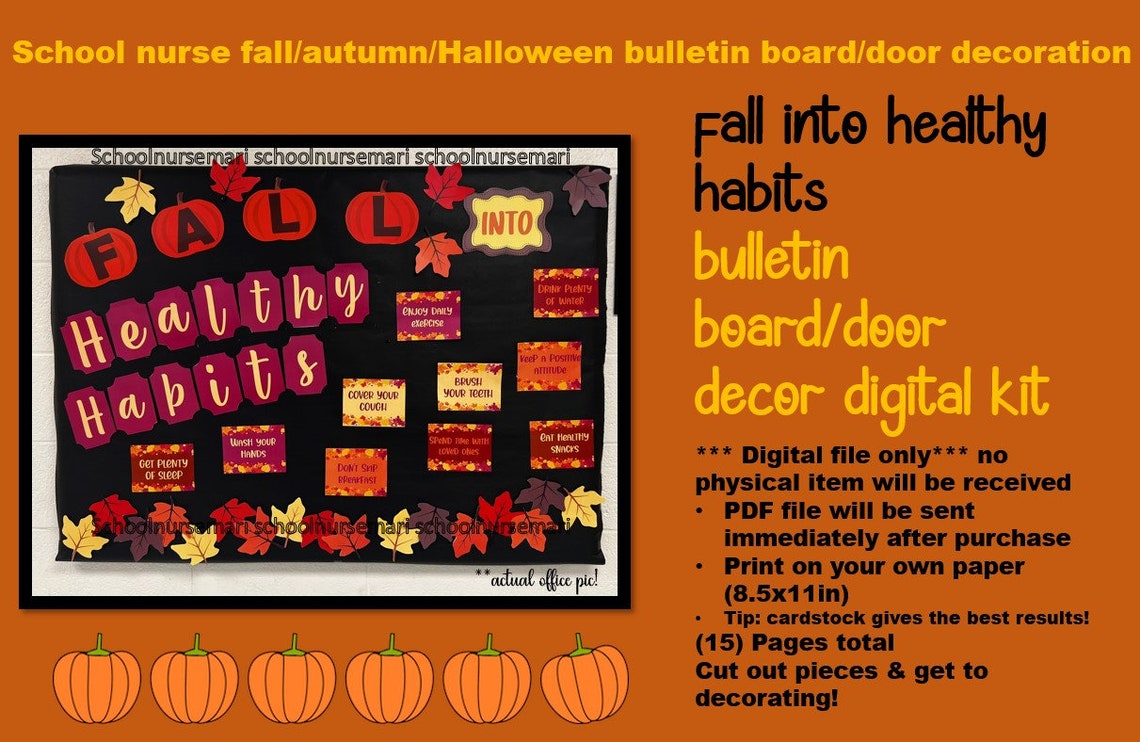 Fall Into Healthy Habits Bulletin Board/door Decor Kit for - Etsy