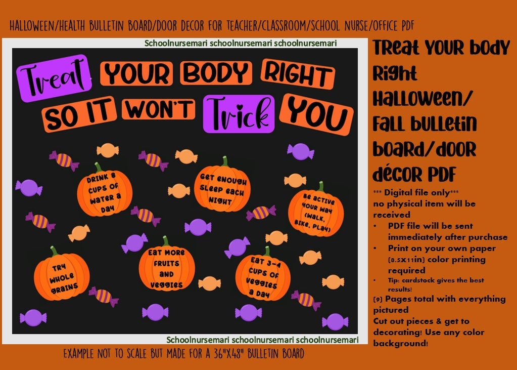 Halloween Health Bulletin Board Kit: School Nurse Classroom Decor (PDF ...