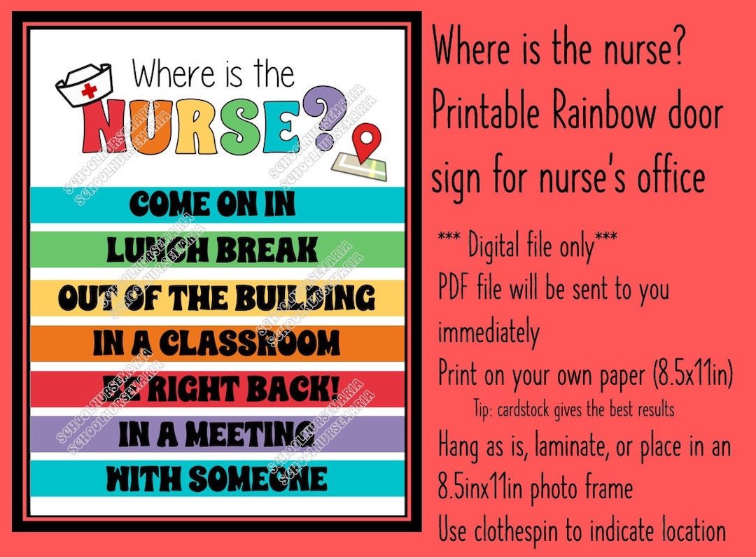 Where is the Nurse Door Sign for School Nurse, School Health, Wall or ...