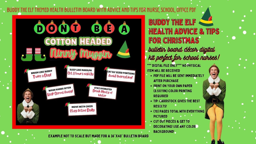 Christmas/december/elf Health Bulletin Board/door Decor Kit for Nurses ...