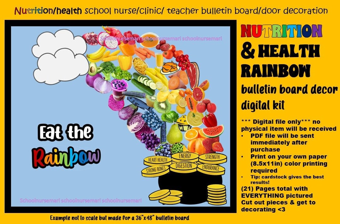 Nutrition/health/rainbow Bulletin Board/door Decor Kit for Nurses ...