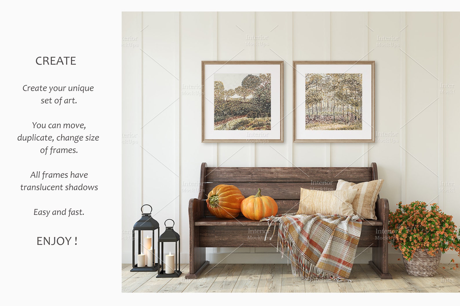 Fall Decor Frames Mockup: 6 Adjustable PSD PNG Frames (digital File) - Etsy