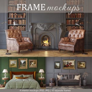 Dark Academia Frame Mockups: Interior Display (PSD, JPG) - Etsy