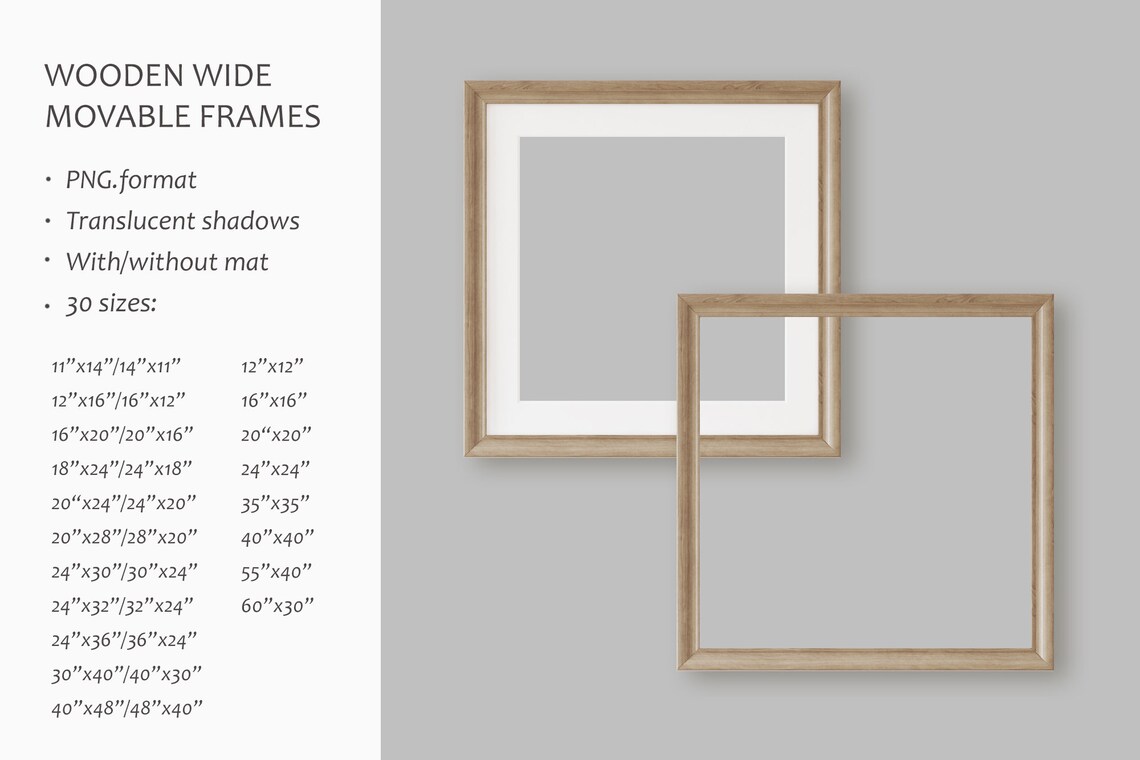 Movable PNG Frames Wide Wooden - Etsy
