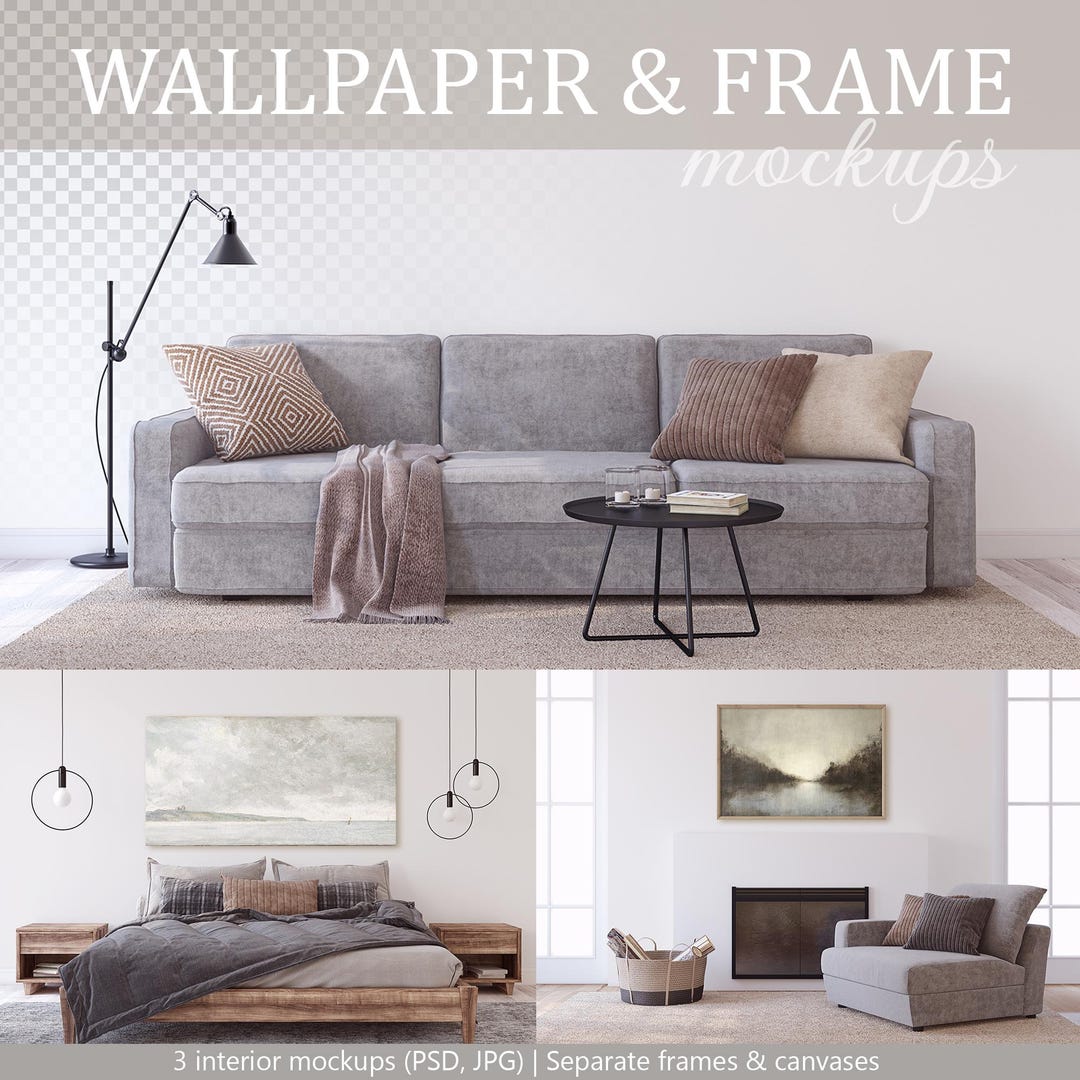 MODERN INTERIORS Wall & Frame Mockups | Adjustable Frames | Blank Wall ...
