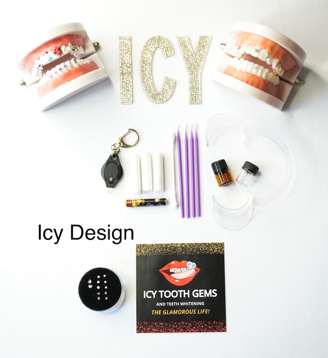 Icy Tooth Gem Kit With UV LED Light – 10 Colorful Crystals, Dental ...