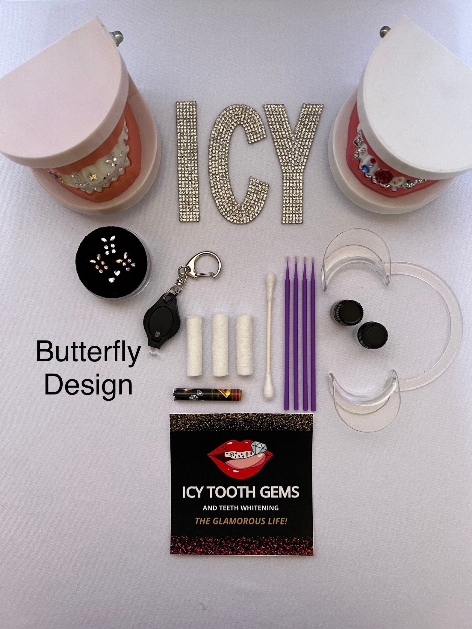 Tooth Gem Kit butterfly, 6 Pcs, Dental Adhesive, Instructions, UV LED ...