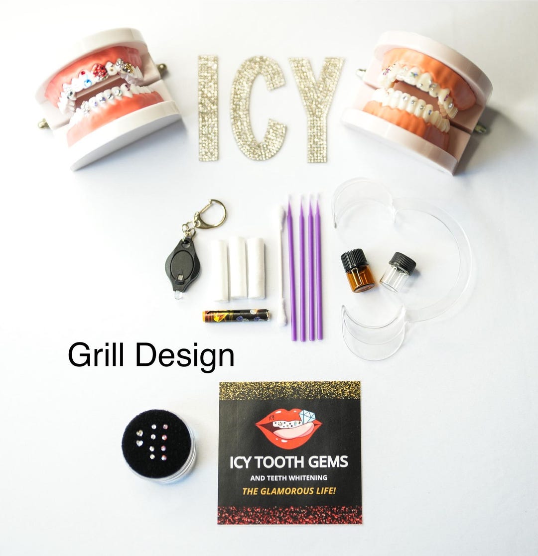 Grill Tooth Gem Kit – 8 Colorful Crystals, UV LED Light, Dental ...