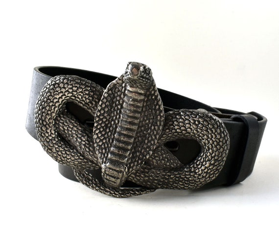 Cobra Snake Leather Belt + Buckle - Gem