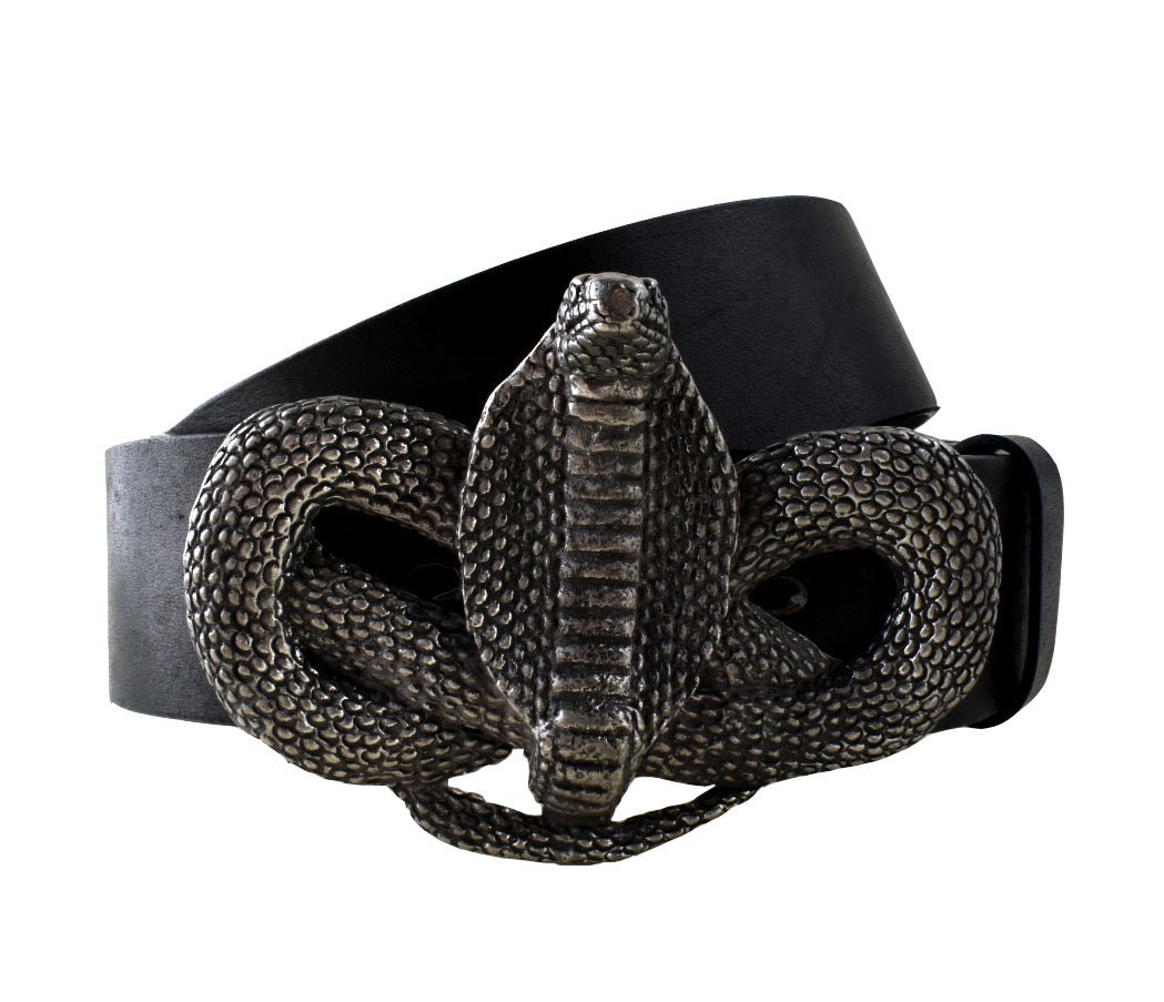 Cobra Snake Leather Buckle Belt - Etsy