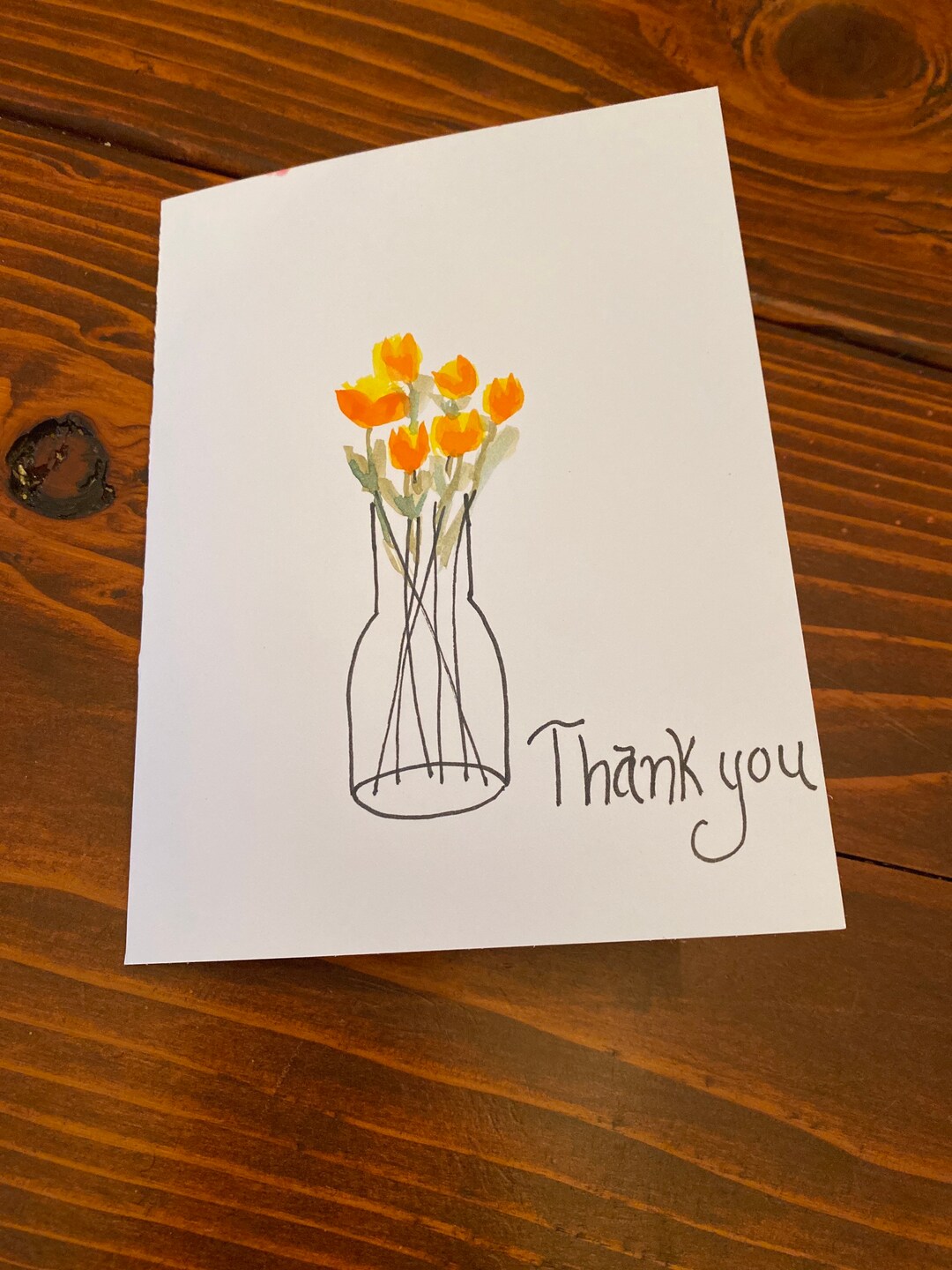 Tulip Vase Thank You Card - Etsy