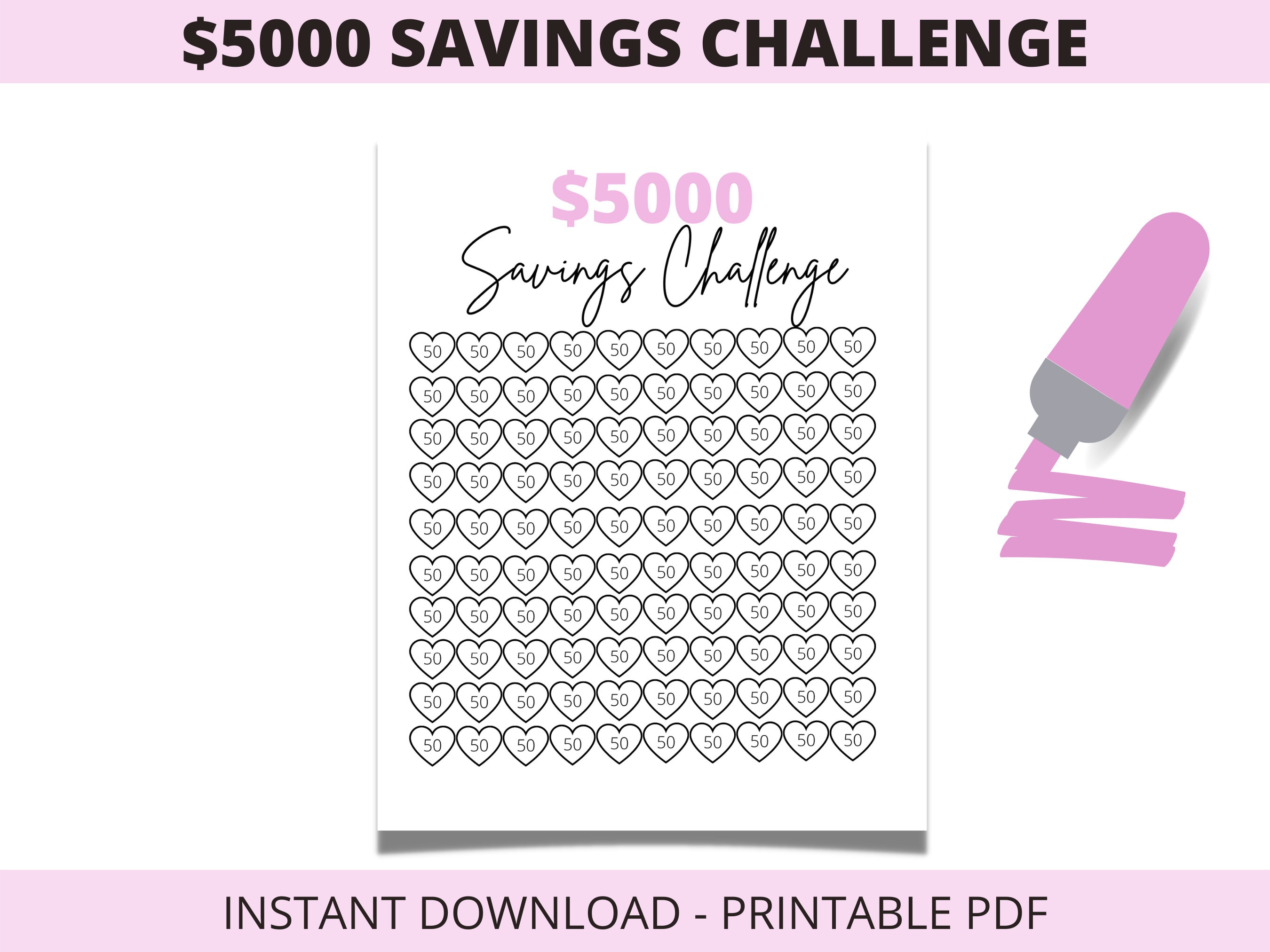 5,000 Money Saving Challenge, 5000 Savings Tracker, Emergency Fund ...