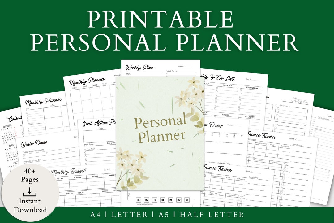 Personal Planner Bundle, Printable Daily, Weekly, Monthly Planner ...
