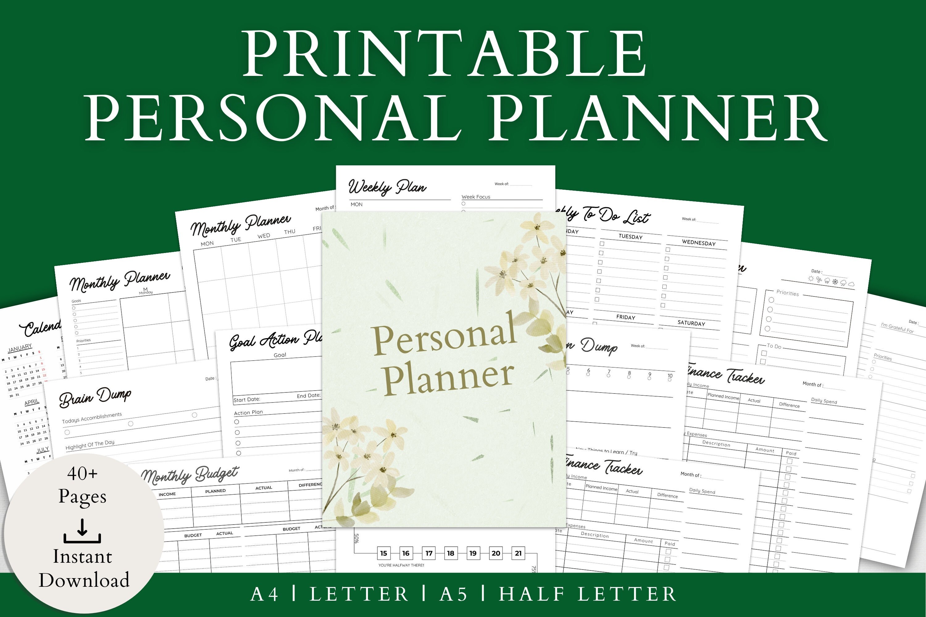 Personal Planner Bundle, Printable Daily, Weekly, Monthly Planner ...