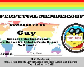 GAY Lifetime Membership Card Gay Pride Card LGBT Identity Card Perfect ...