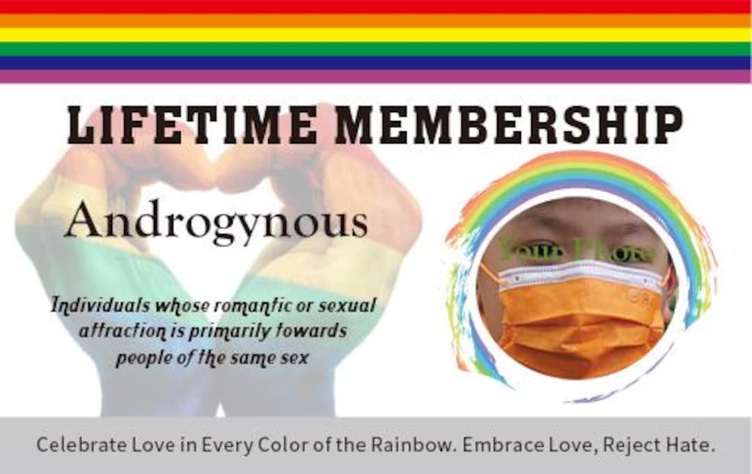 Androgynous Lifetime Membership Card - Pride Card - Tailor Made LGBT ...