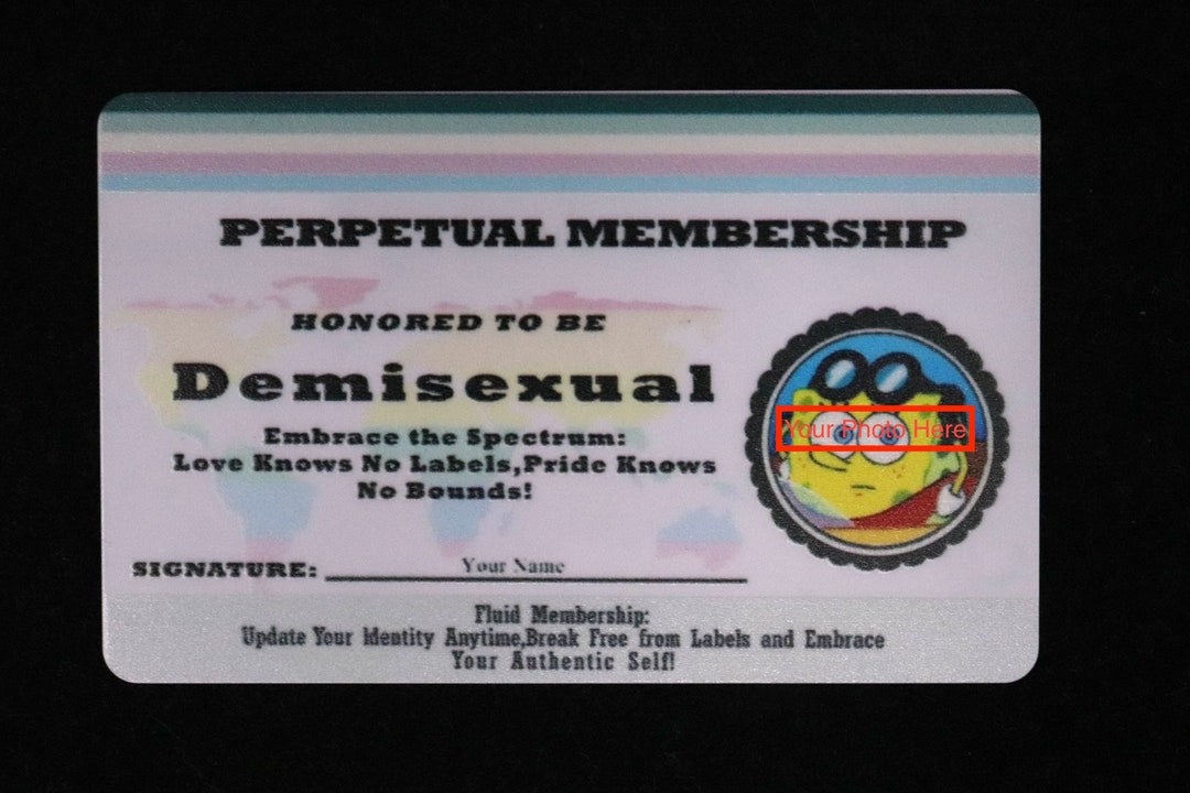 Demisexual Lifetime Membership Card Pride Card Tailor Made LGBT ...
