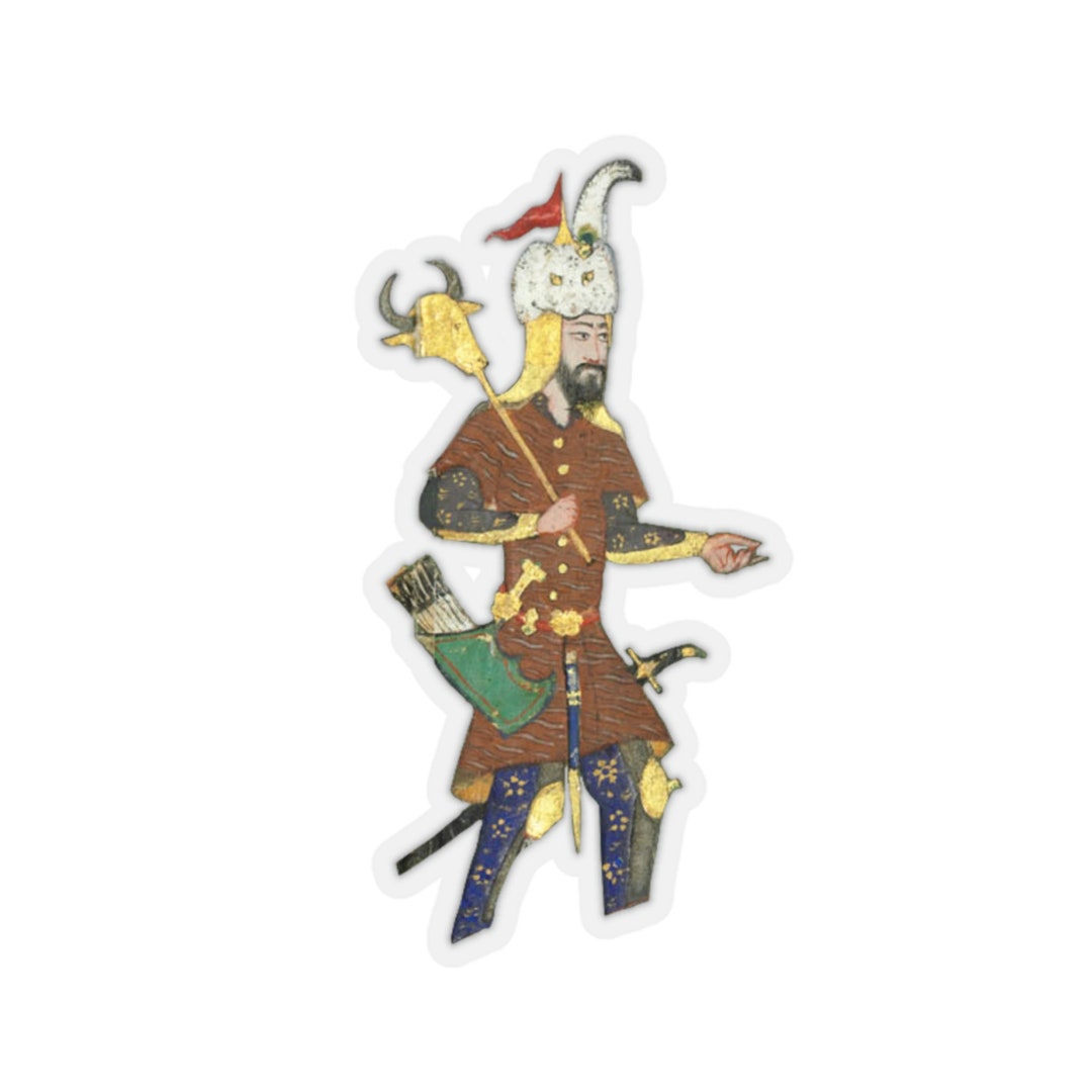 Rostam With Ox Headed Mace - Shahnameh Sticker (transparent + Bubble ...