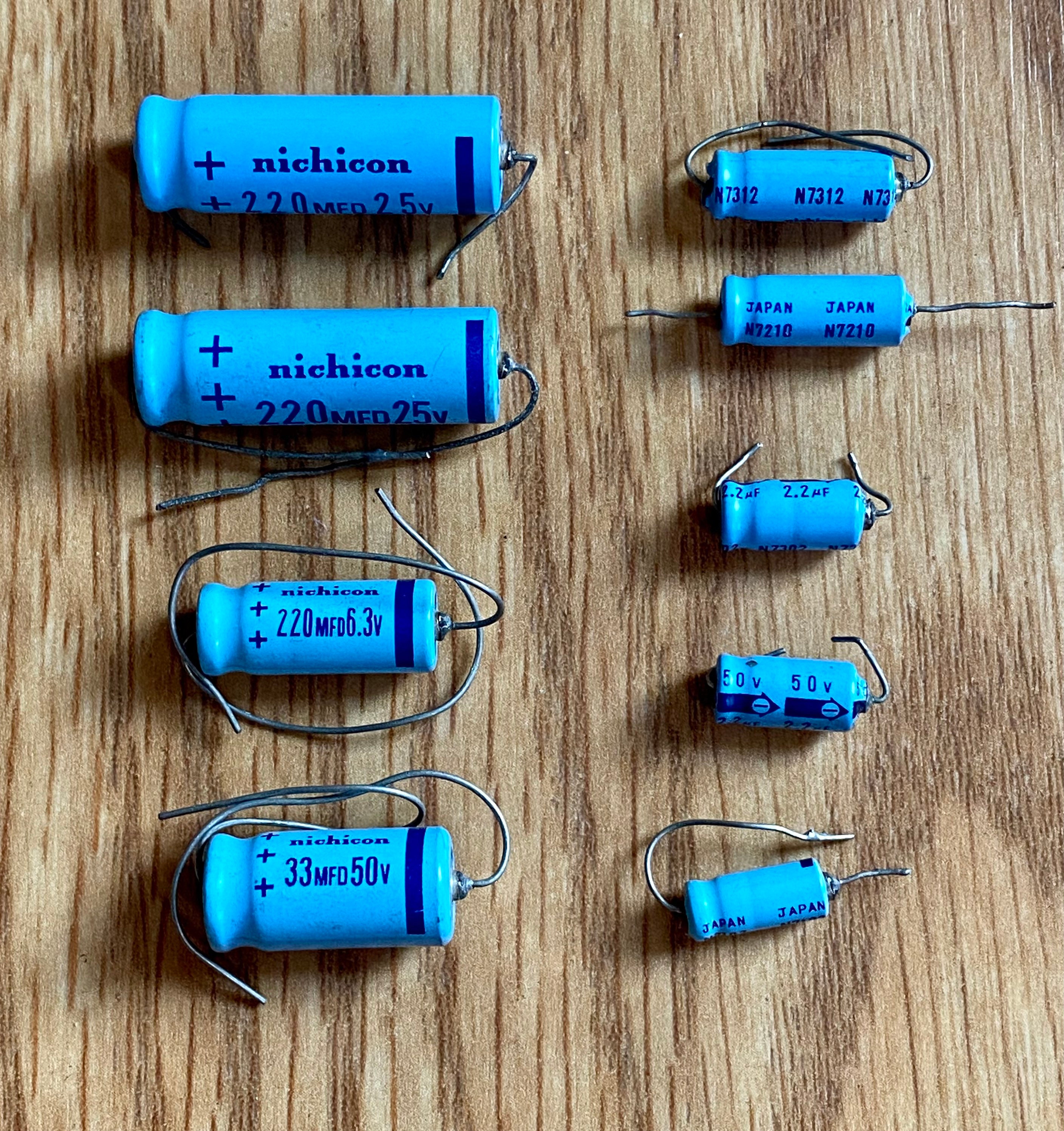 Lot of X9 Nichicon light Blue Capacitors. Vintage 25V 50V. Electronic ...