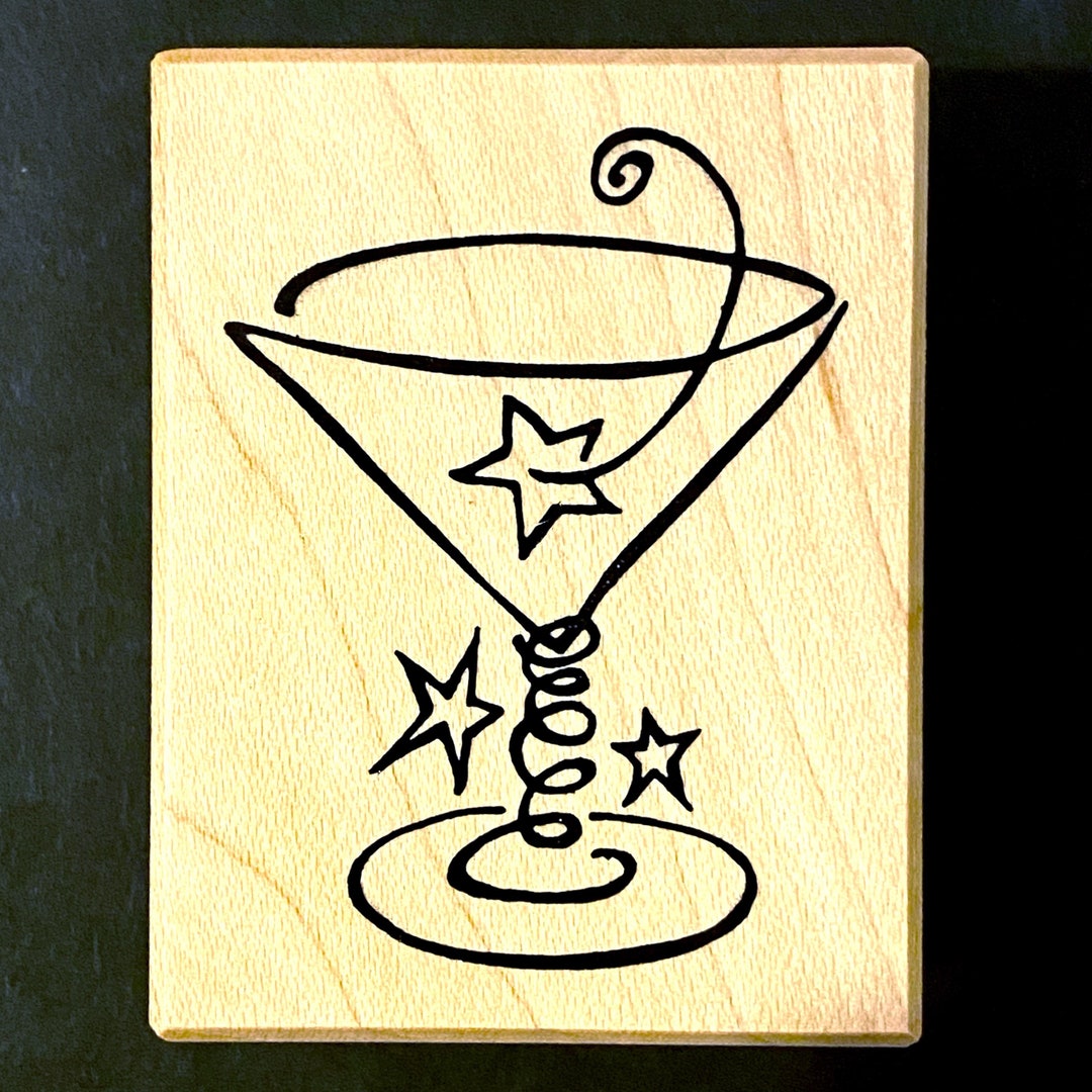 Martini Cosmo Cocktail Glass Craft Rubber Stamp With Wood Back, by PSX ...