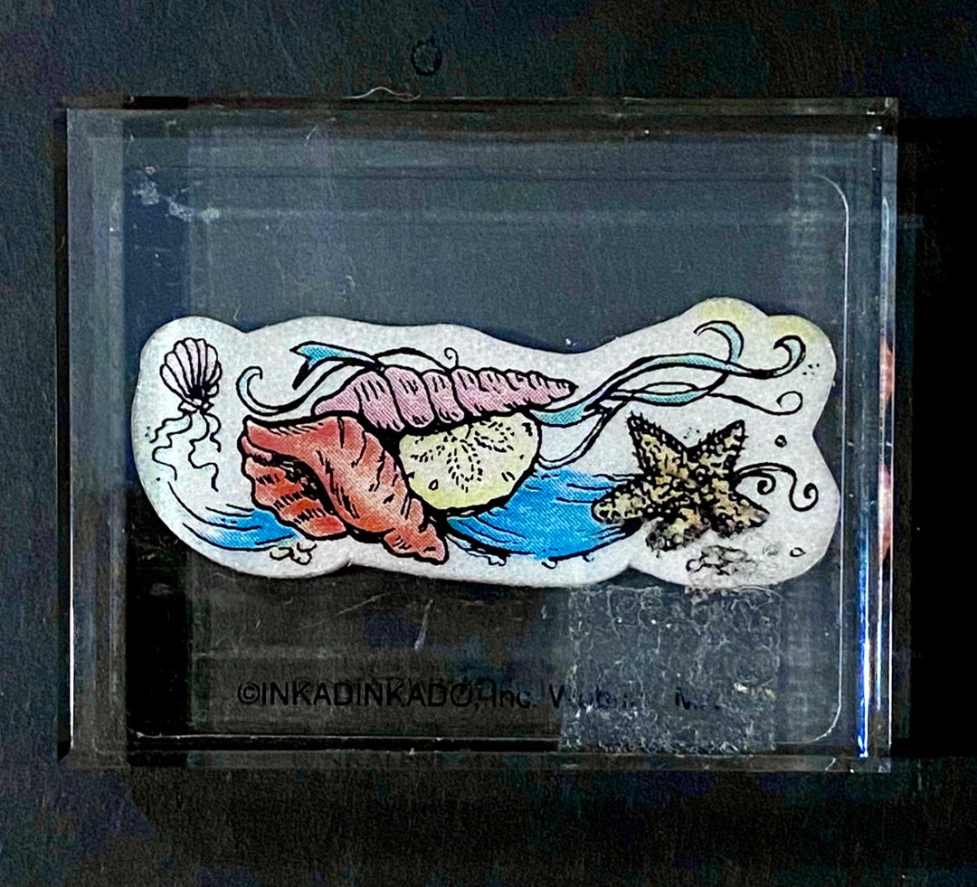 Sea Shells & Ocean Rubber Craft Stamp W/ Clear Back, by Inkadinkado ...