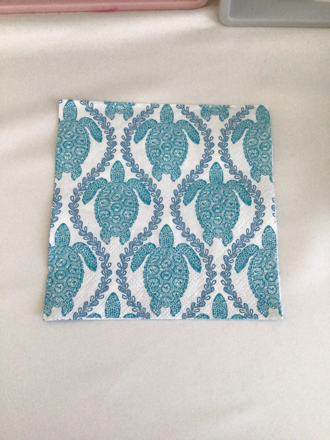 Turquoise Turtle Paper Napkins: Decoupage Cocktail Napkins (set of 3 ...