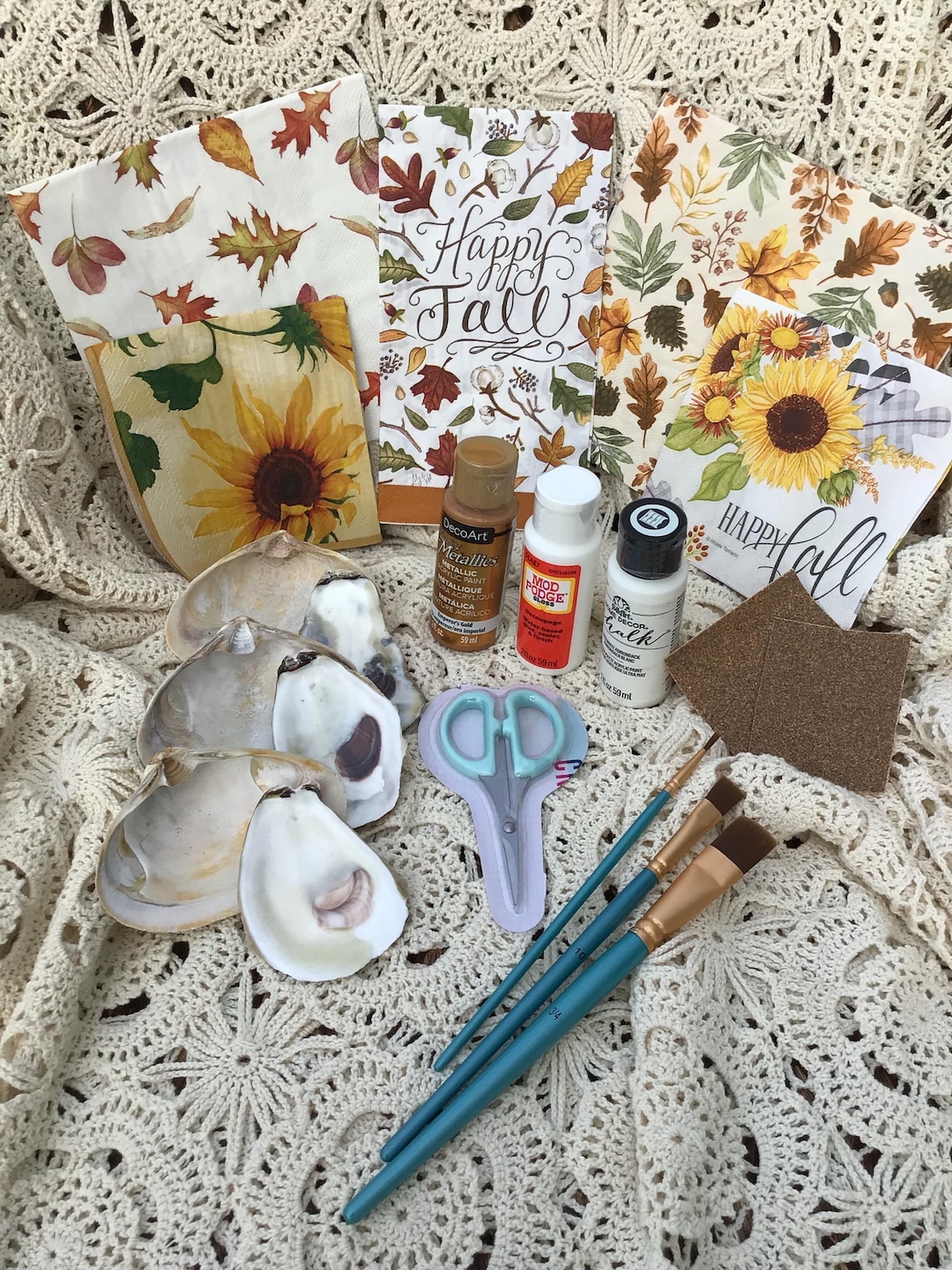 DIY Decoupage Shell Kit: Sunflower Clamshell Art - Craft Project - Etsy
