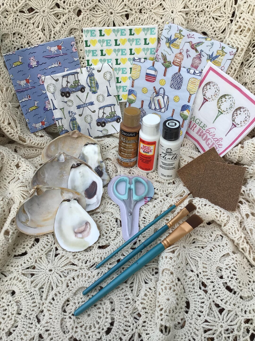 DIY Decoupage Shell Kit Sport Lover Craft Project Fun Group Activity ...