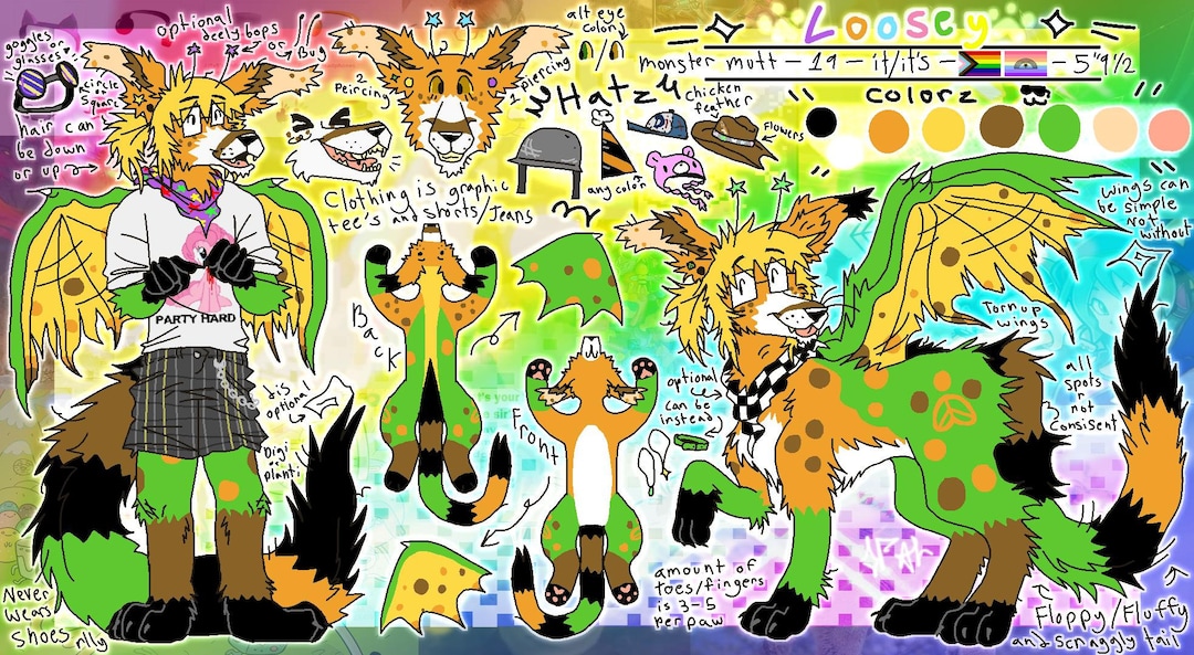 Custom Full-body Artwork Character/furry/fursona Reference Sheet ...